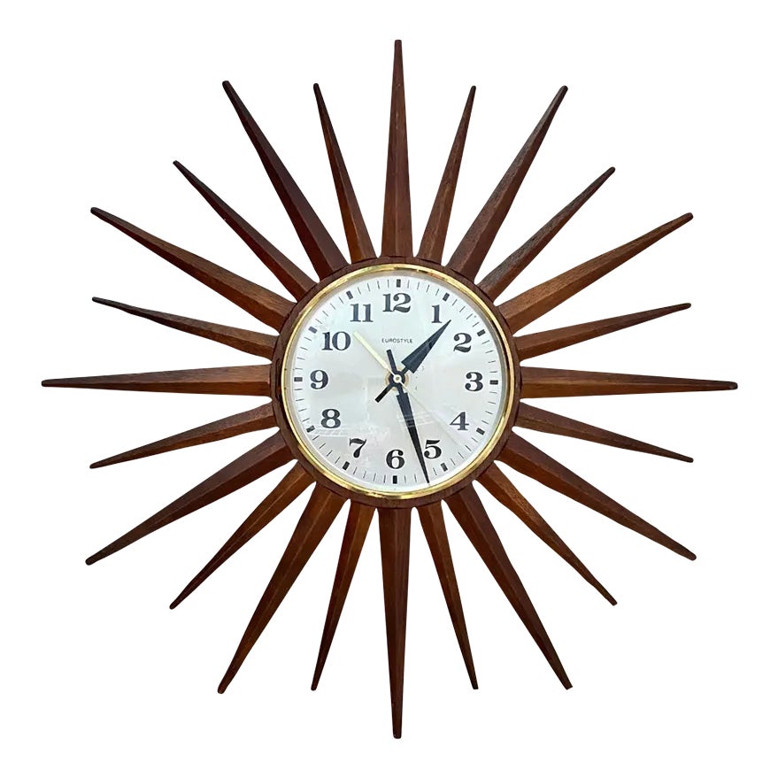 1960s Mid Century Starburst Wall Clock by Eurostyle | Chairish