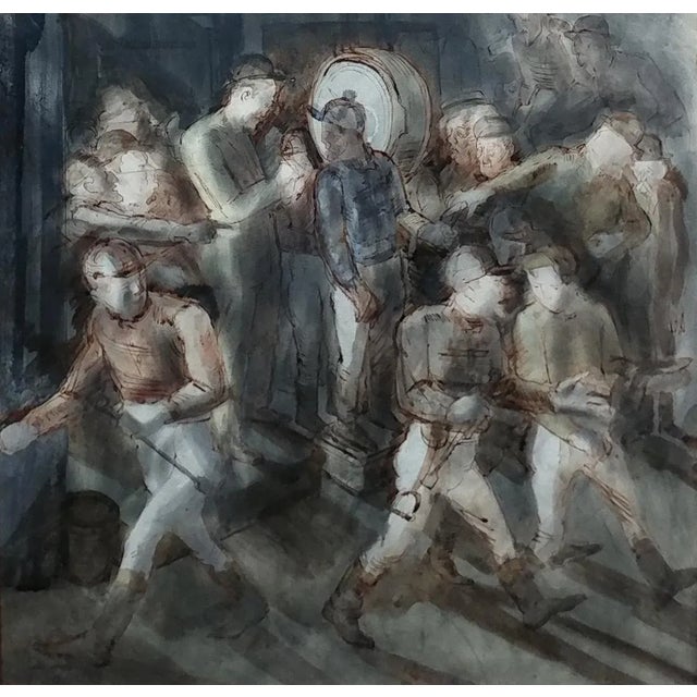 C. 1939 Carl Hugo Beetz "Jockeys" Mixed Media Painting | Chairish