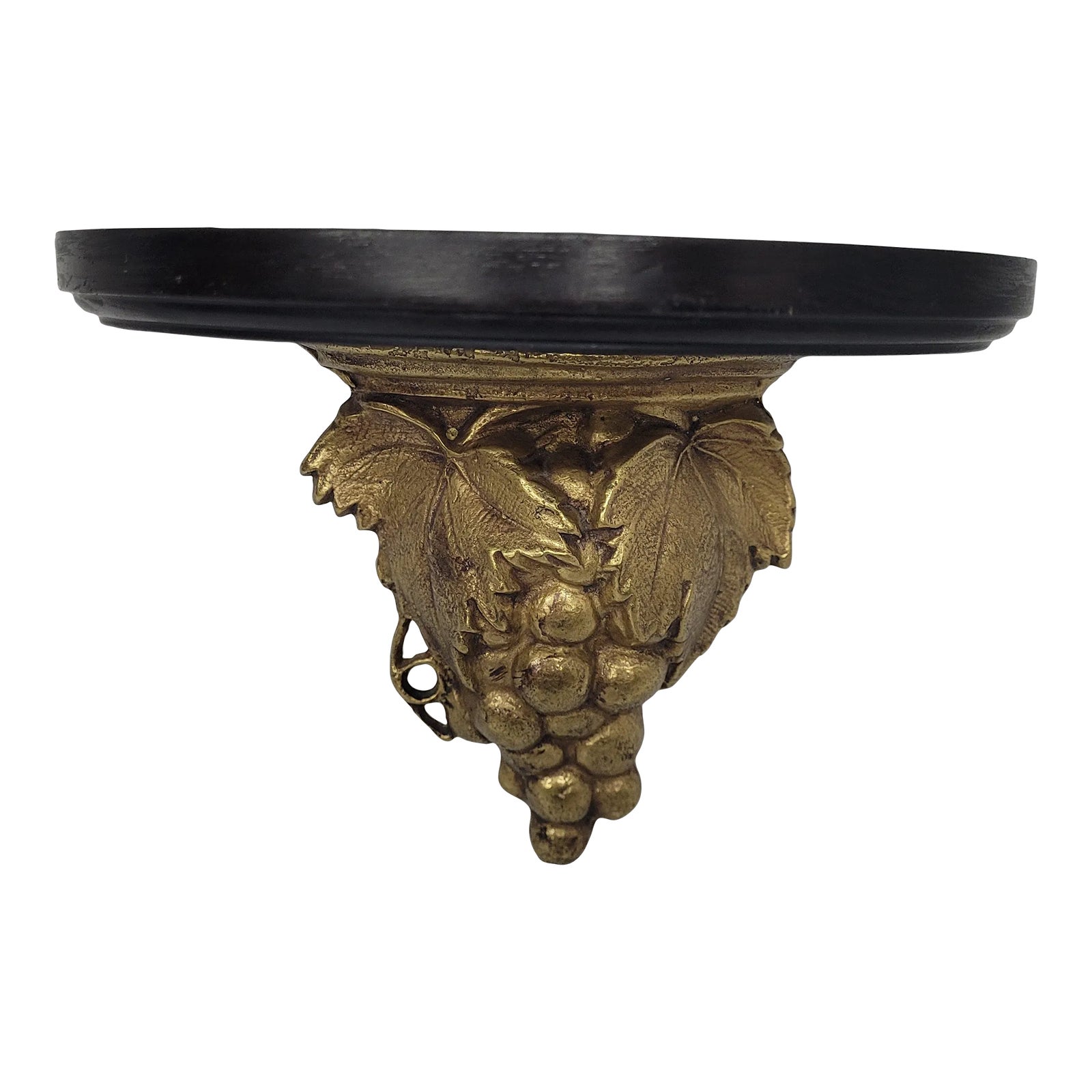 1920s Vintage Wall Shelf in Brass Wood Grape Cluster | Chairish
