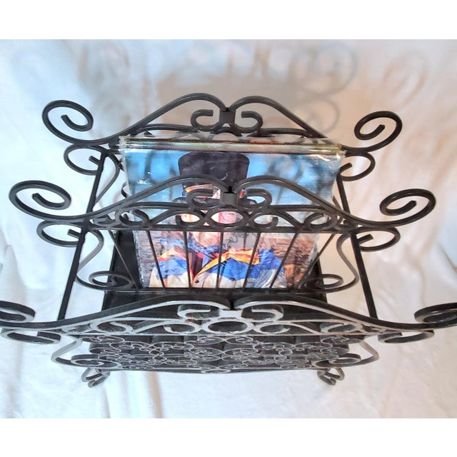 Vintage Twisted Wrought Iron Magazine Rack | Chairish