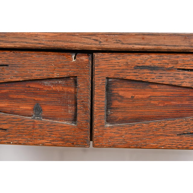 Limbert Style Antique Mission Tiger Oak Arts & Crafts Trestle Library ...