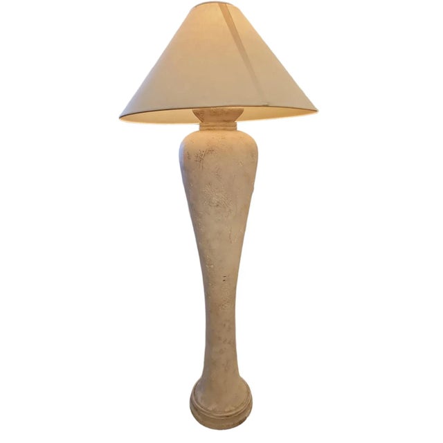 80s Earthy Floor Lamp With Linen Shade | Chairish