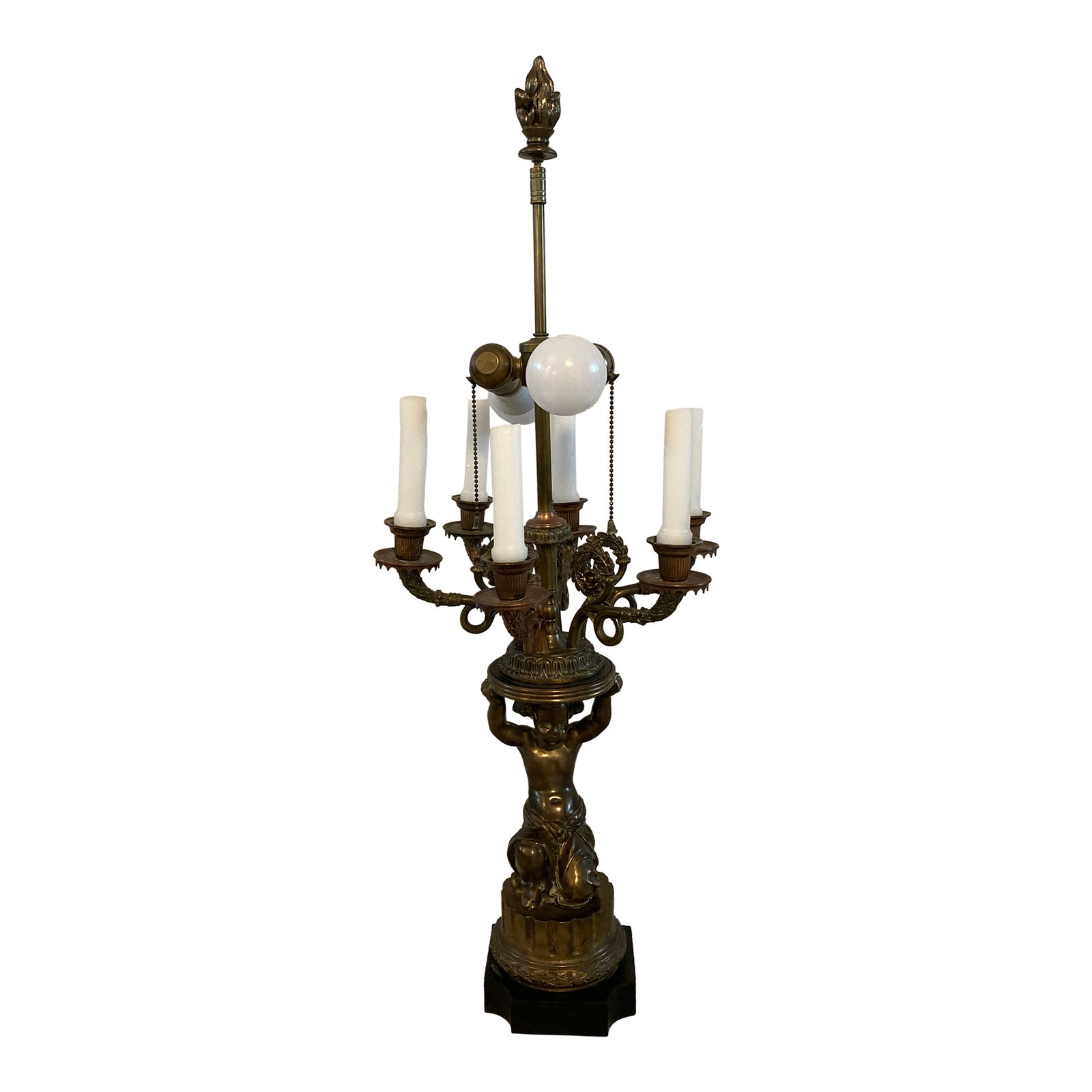 Late 19th Century Baroque Bronze Table Lamp | Chairish