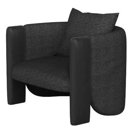 Modern Sunset Armchair in Black Fabric and Black Stained Ash by Javier ...