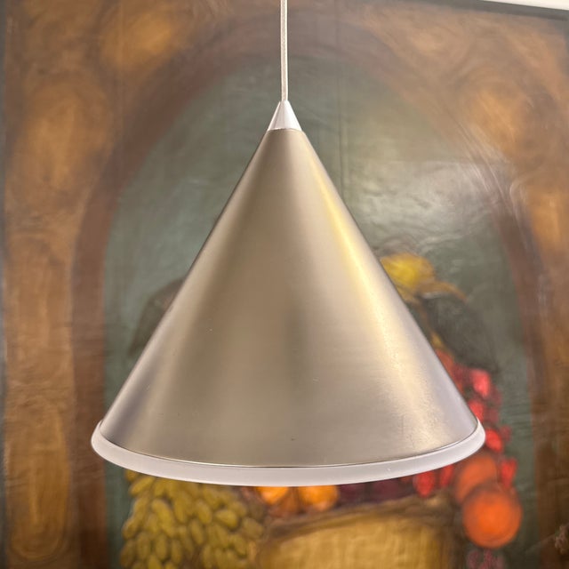 Modern Conical Steel Light Pendant | Chairish