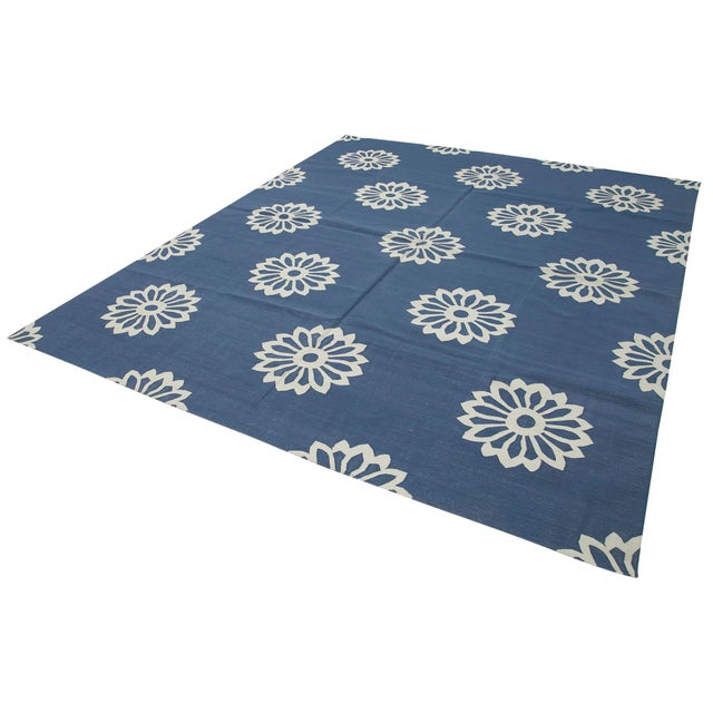 Blue Dhurrie Rug | Chairish