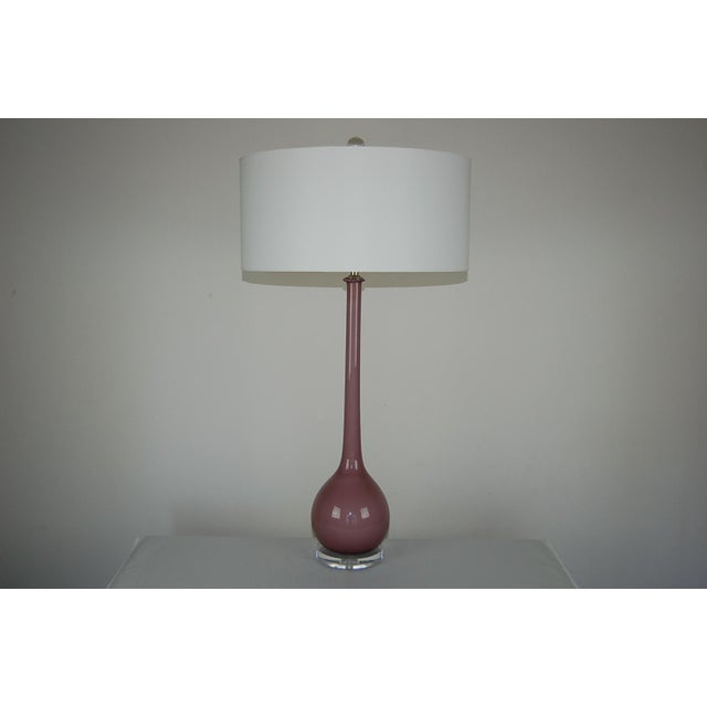 Vintage Lavender Murano Glass Long Neck Table Lamps | Chairish