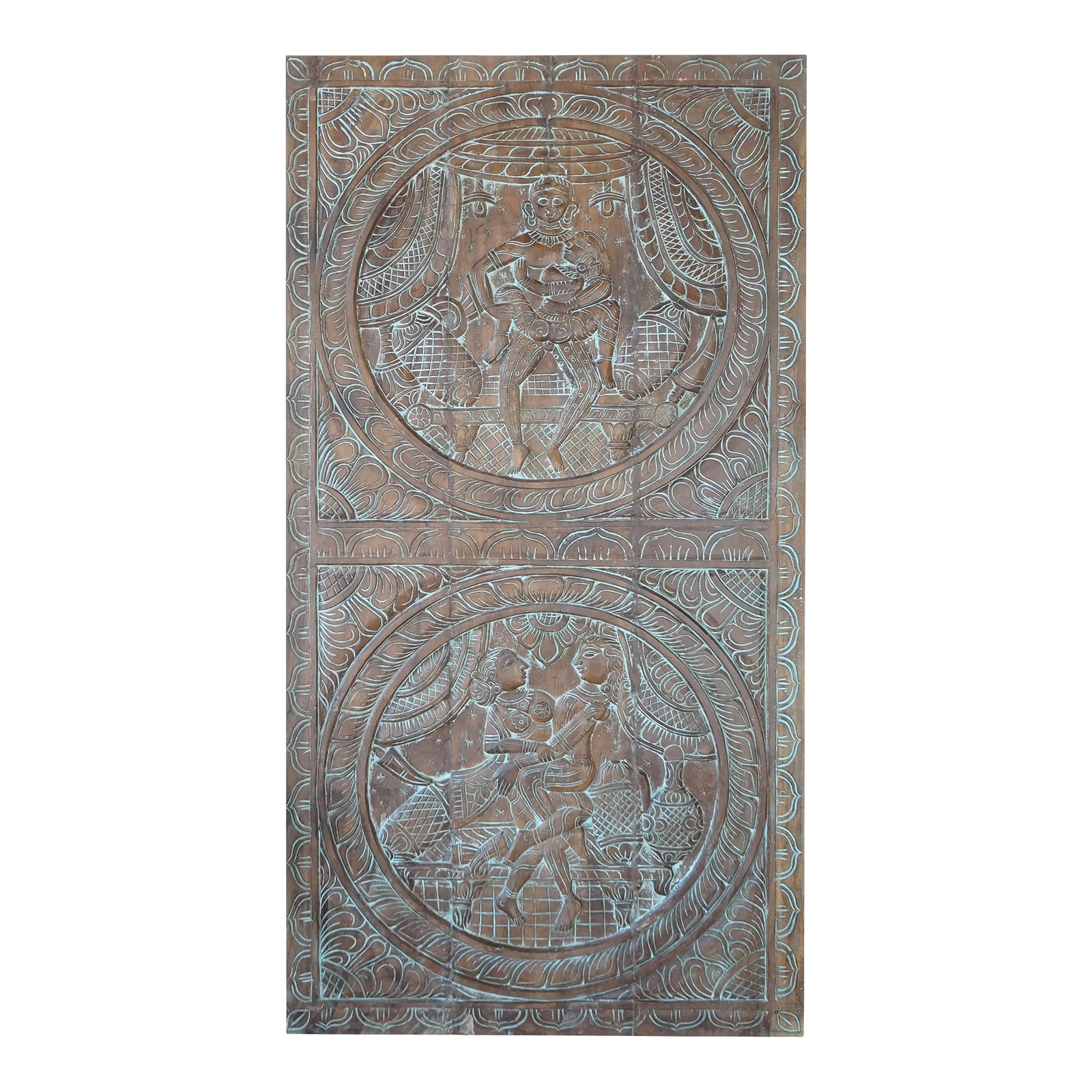 Handcarved Kamasutra Artistic Door, Indian Wood Panel, 72 | Chairish