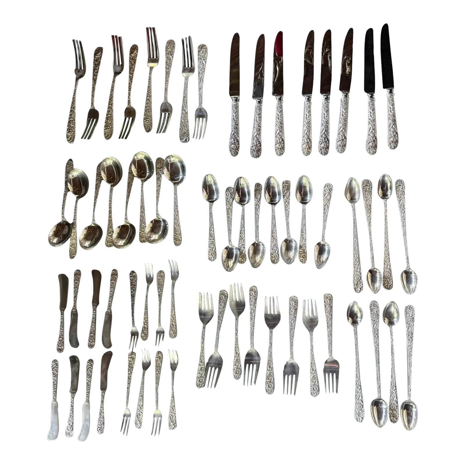 Early 20th Century Kirk & Son Stieff Sterling Silver Repousse Flatware ...