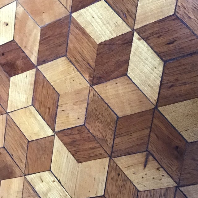 Vintage Folk Art Modern Marquetry Side/End Table With Geometric Design ...