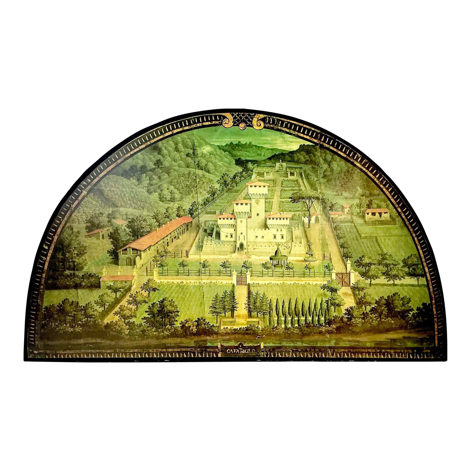 Vintage Italian Regency Ballard Designs Mounted Lithograph, Cafaggiolo ...