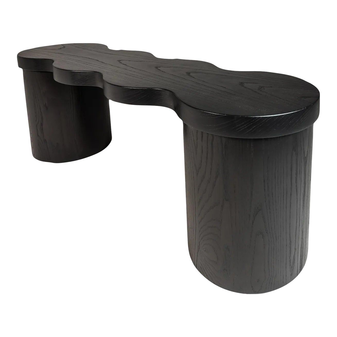 Organic Modern Hand-Shaped & Turned Sculptural Bench in Solid Ebonized ...