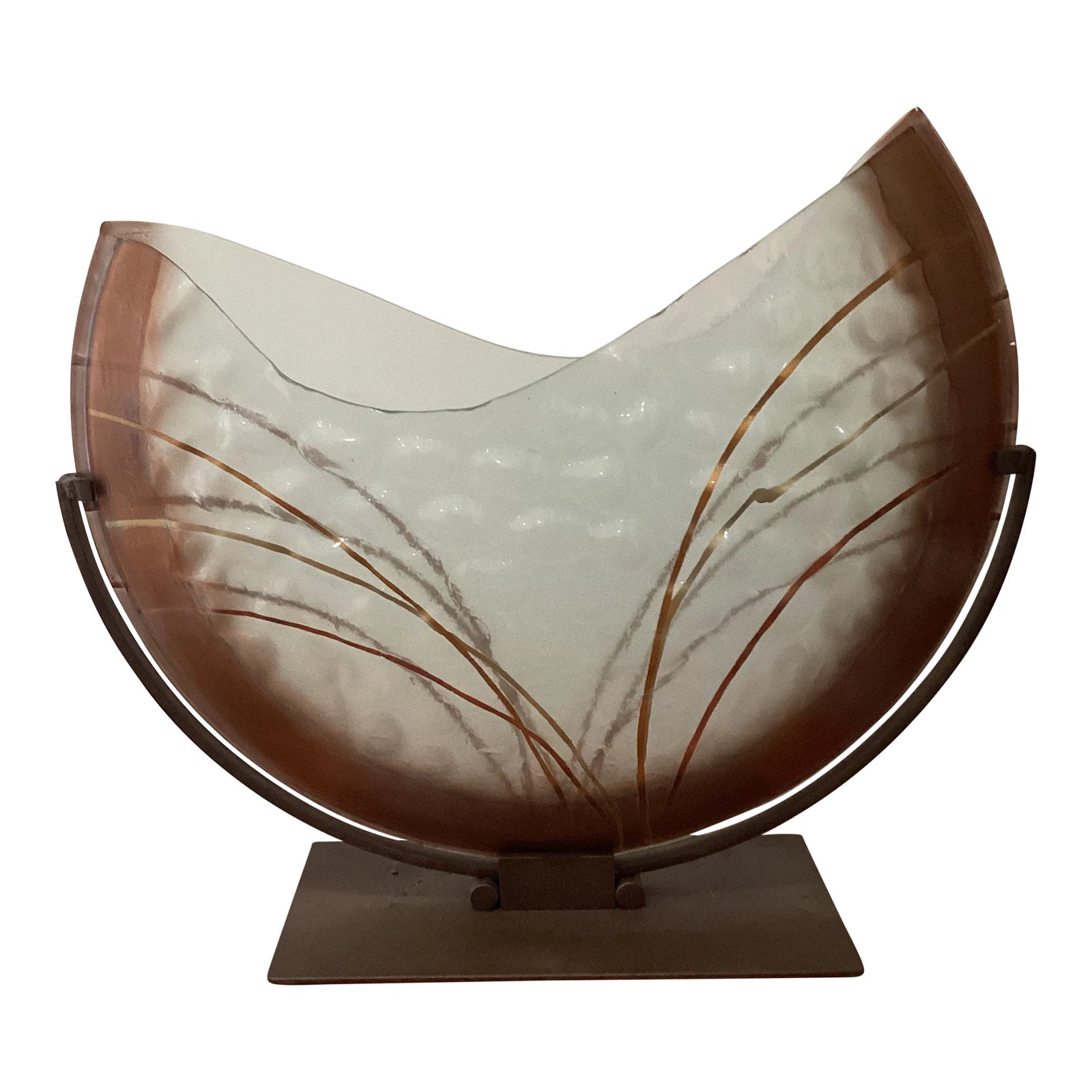 Mid 20th Century Abstract Modern Art Press Bobble Glass Dimple Vase ...