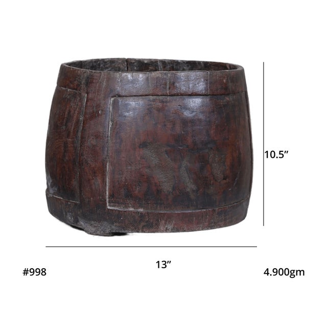 Vintage Wooden Water Pot Barrels Rustic Wood Storage Pot | Chairish
