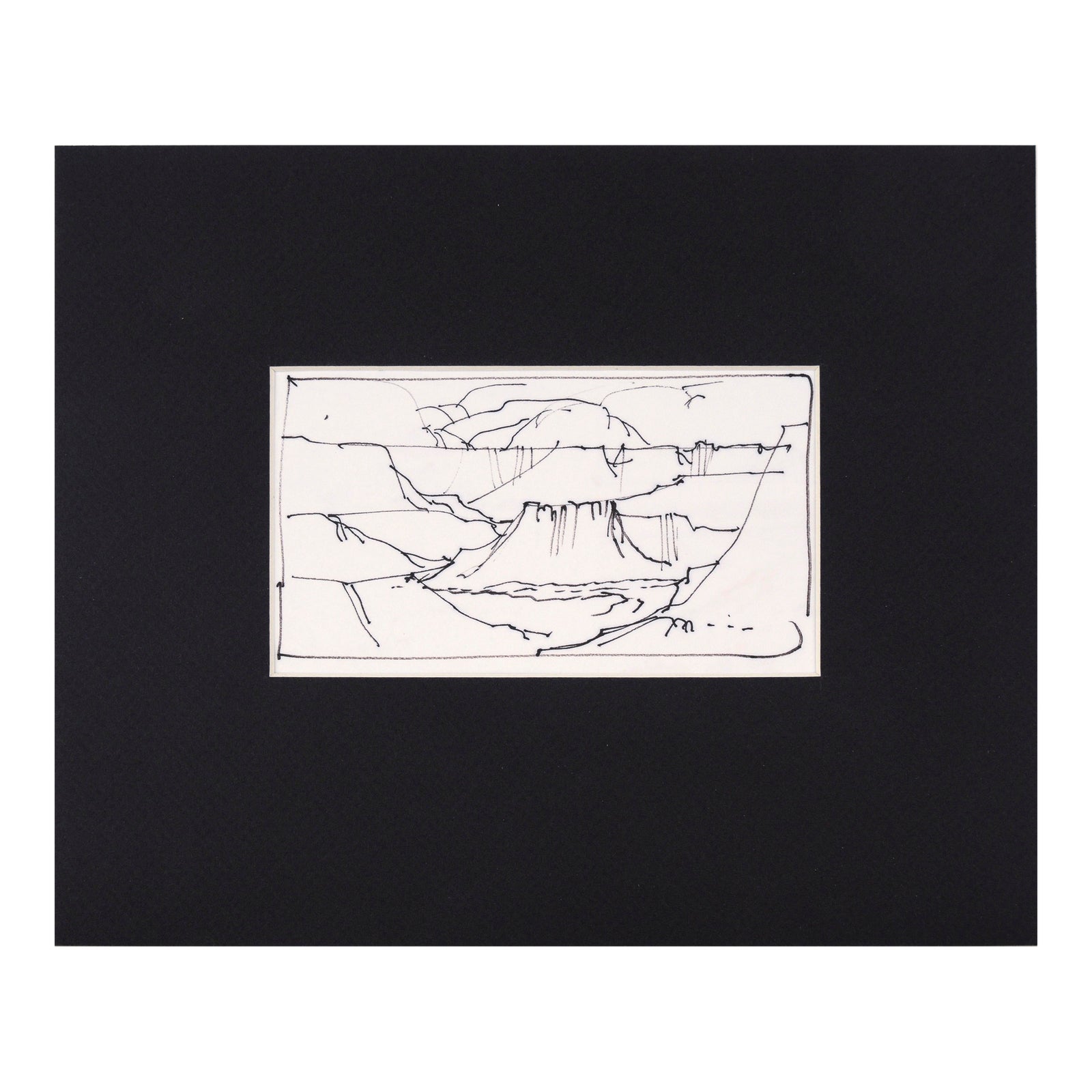 Grand Canyon Plateau - Line Drawing Landscape in Ink on Paper by ...