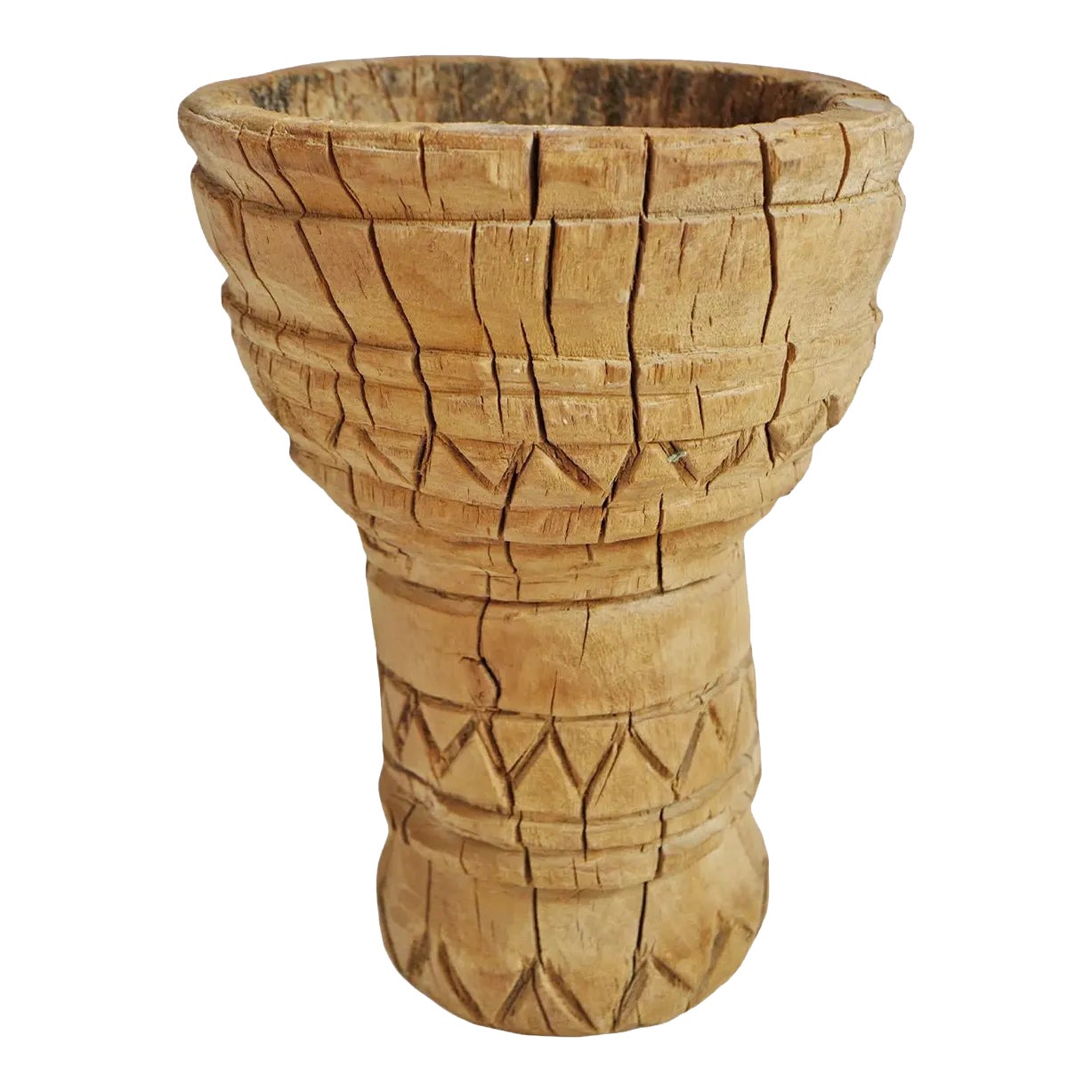 Vintage Old Wood India Mortar Cup | Chairish
