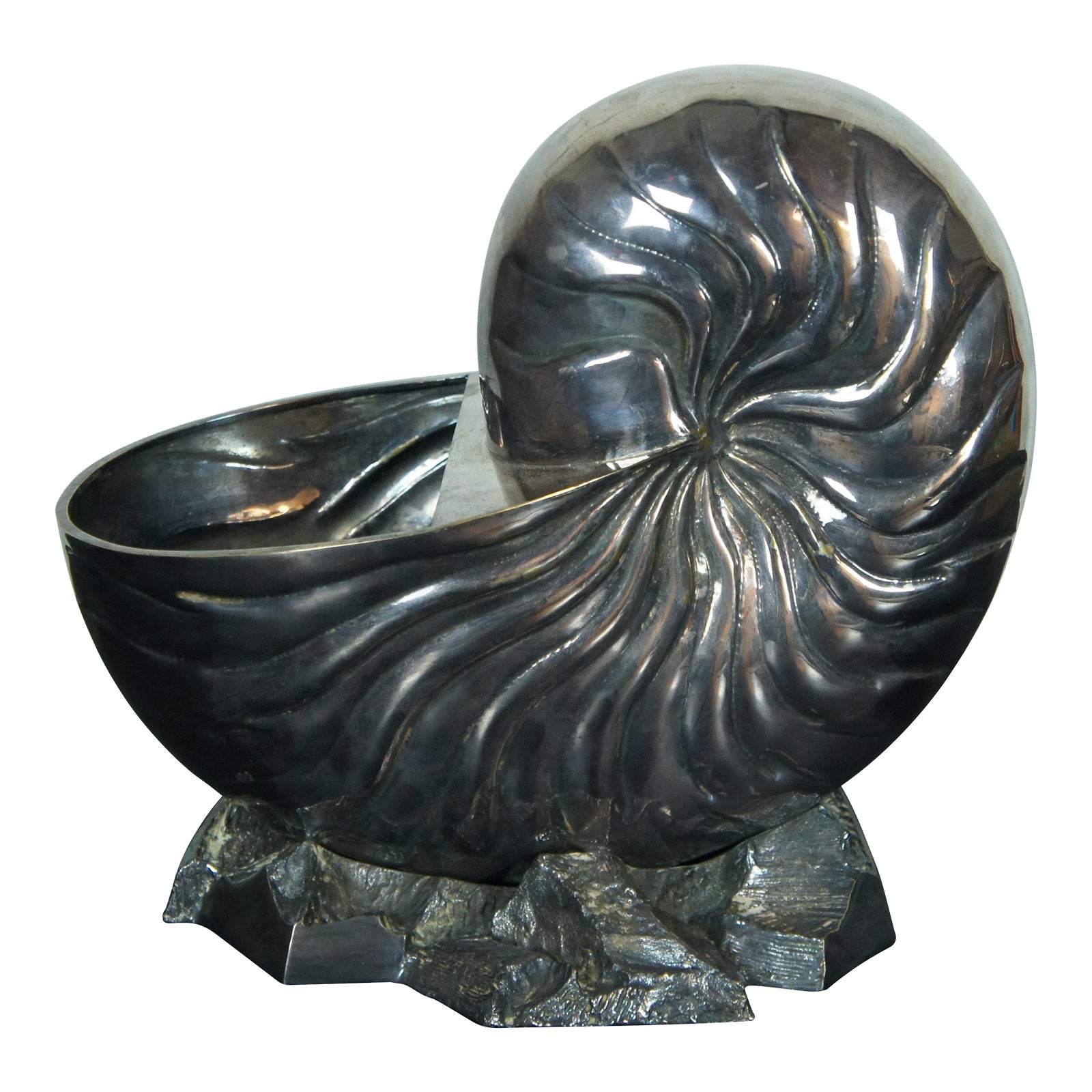 Large Antique Silver Plate Nautilus Spiral Sea Shell Spoon Warmer ...