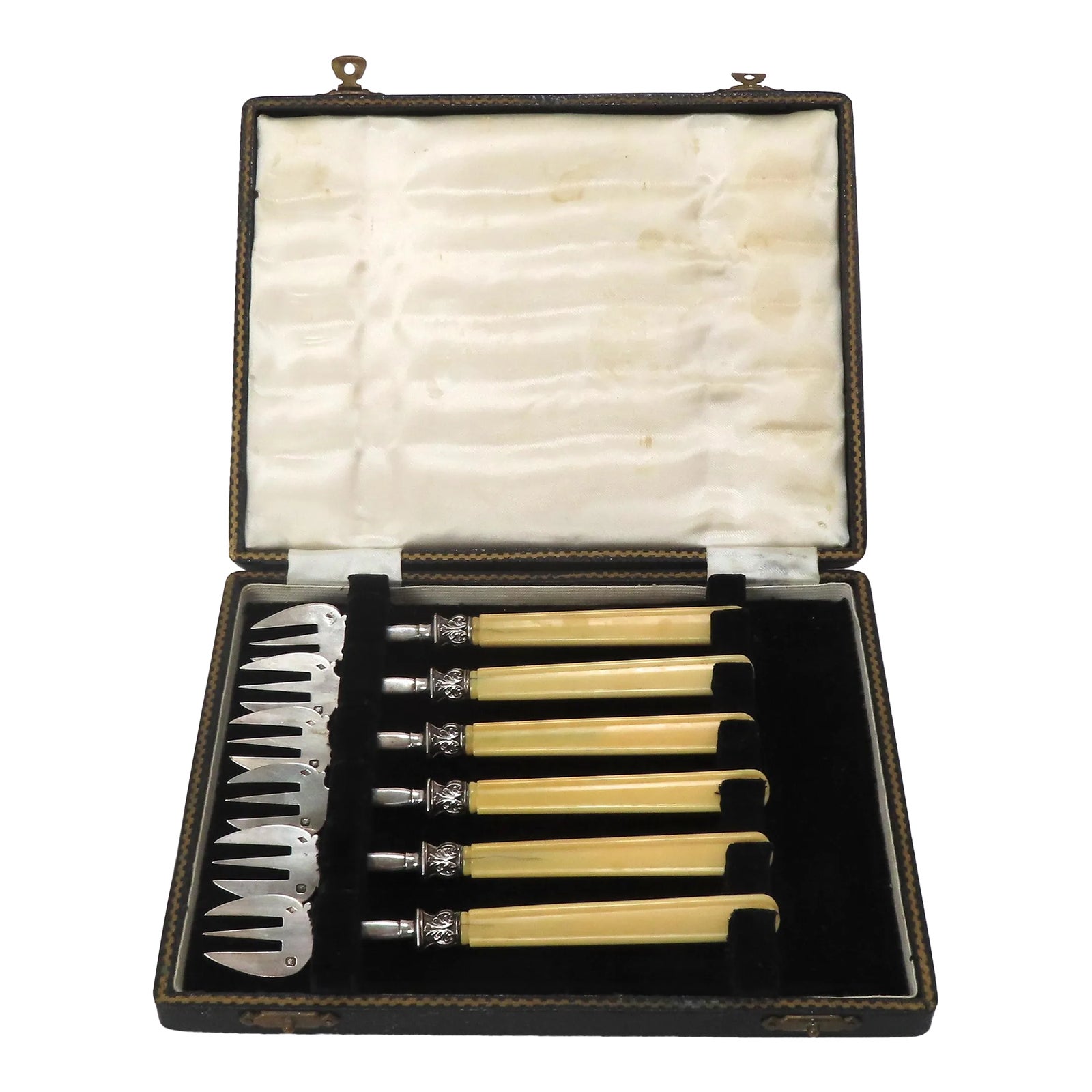 Cased Set of 6 Antique French Sterling Silver Seafood - Shrimp ...