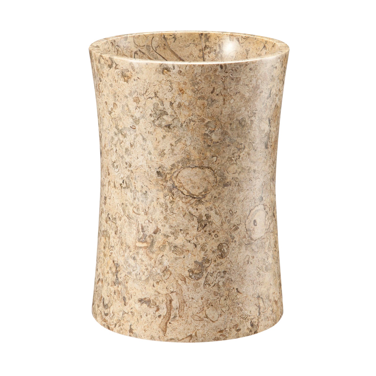 Tan Marble Waste Bin | Chairish