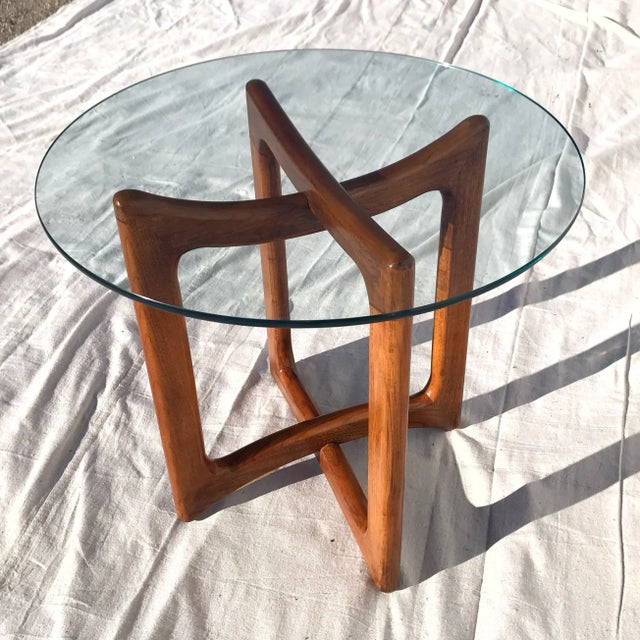 1950s Mid-Century Wood and Glass Ribbon Side Table Styled After Adrian Pearsall | Chairish