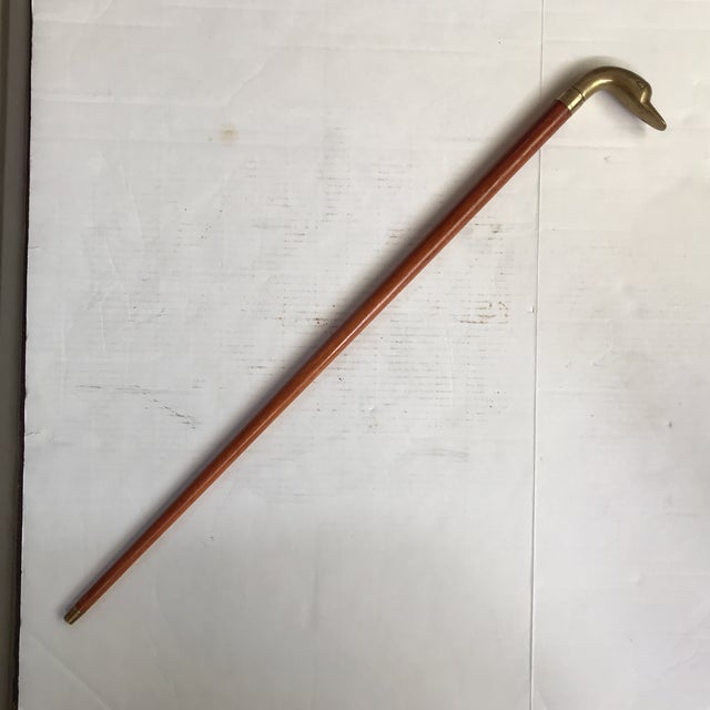 Vintage Walking Cane With Brass Duck Head Handle Chairish
