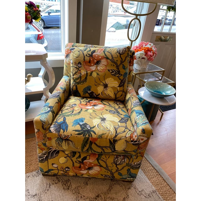Wesley Hall Furniture Grayson Chair 674 in Wildflower Ochre | Chairish