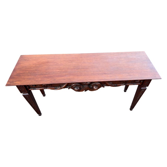 Carved Ethan Allen Console Sofa Table | Chairish