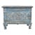 Distressed Blue Hand Carved Box Storage Trunk With Legs Nochi | Chairish
