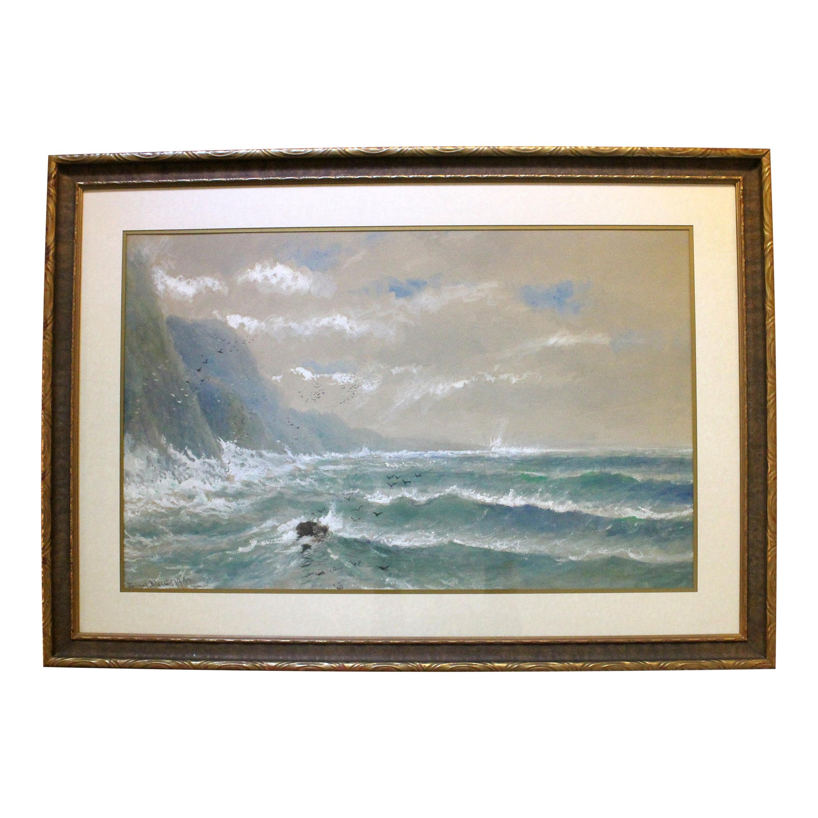 1902 "High Coastal Seascape" Watercolor & Gouache on Paper by Edmund D ...