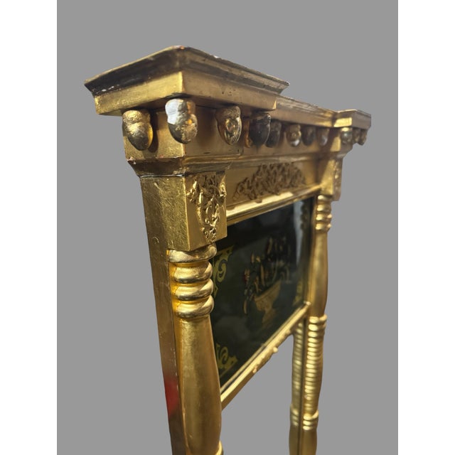 Antique Federal Empire Giltwood Hanging Wall Mirror With Reverse ...