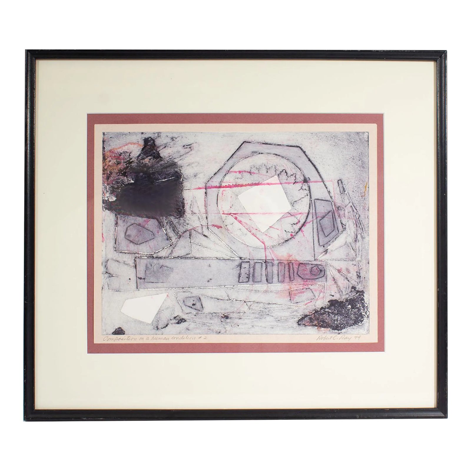 1974 “Composition on Human Condition #2” Mixed Media Print by Robert C ...