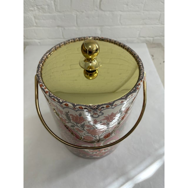 1970s Decorative Linen Fabric Ice Bucket | Chairish