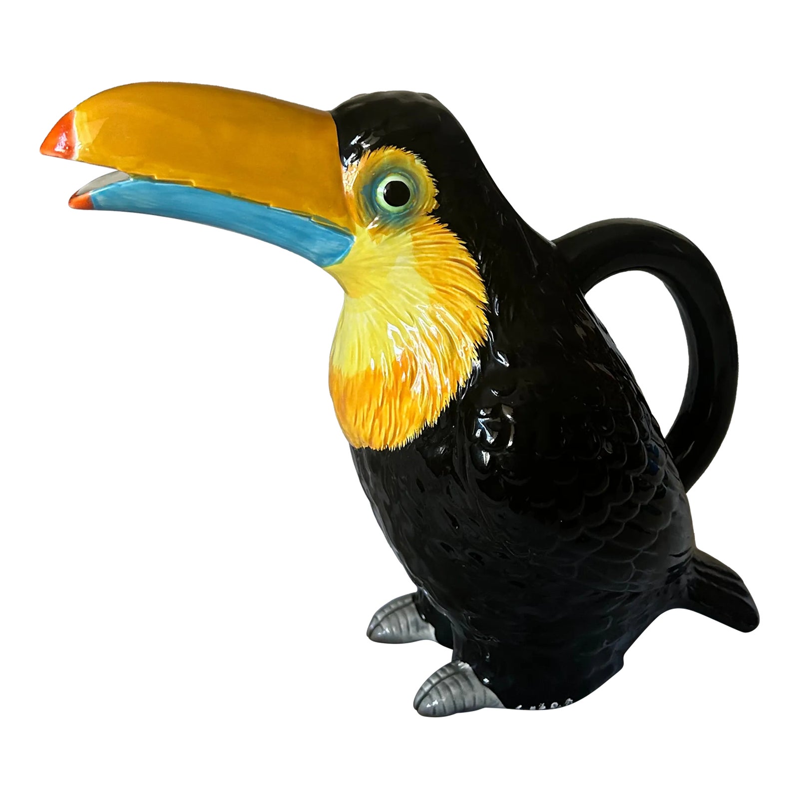 Vintage Toucan Ceramic Water Pitcher by Quon Quon | Chairish