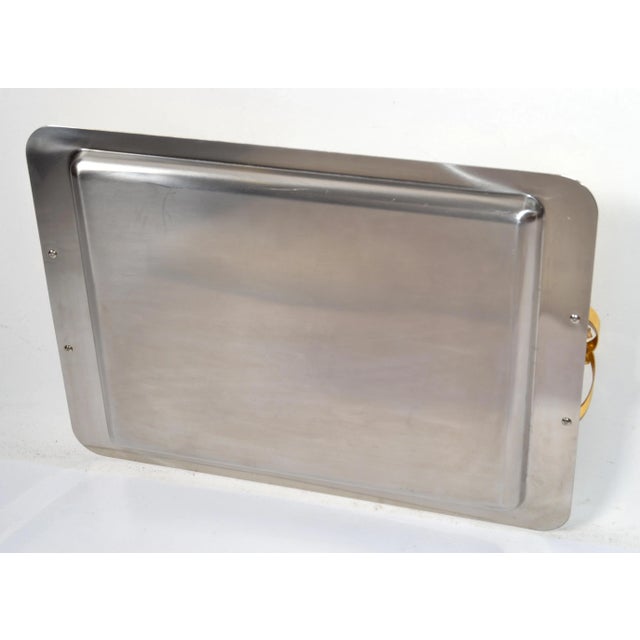 1980s Italian Art Deco Style Inox 18/10 Stainless Steel Serving Tray ...