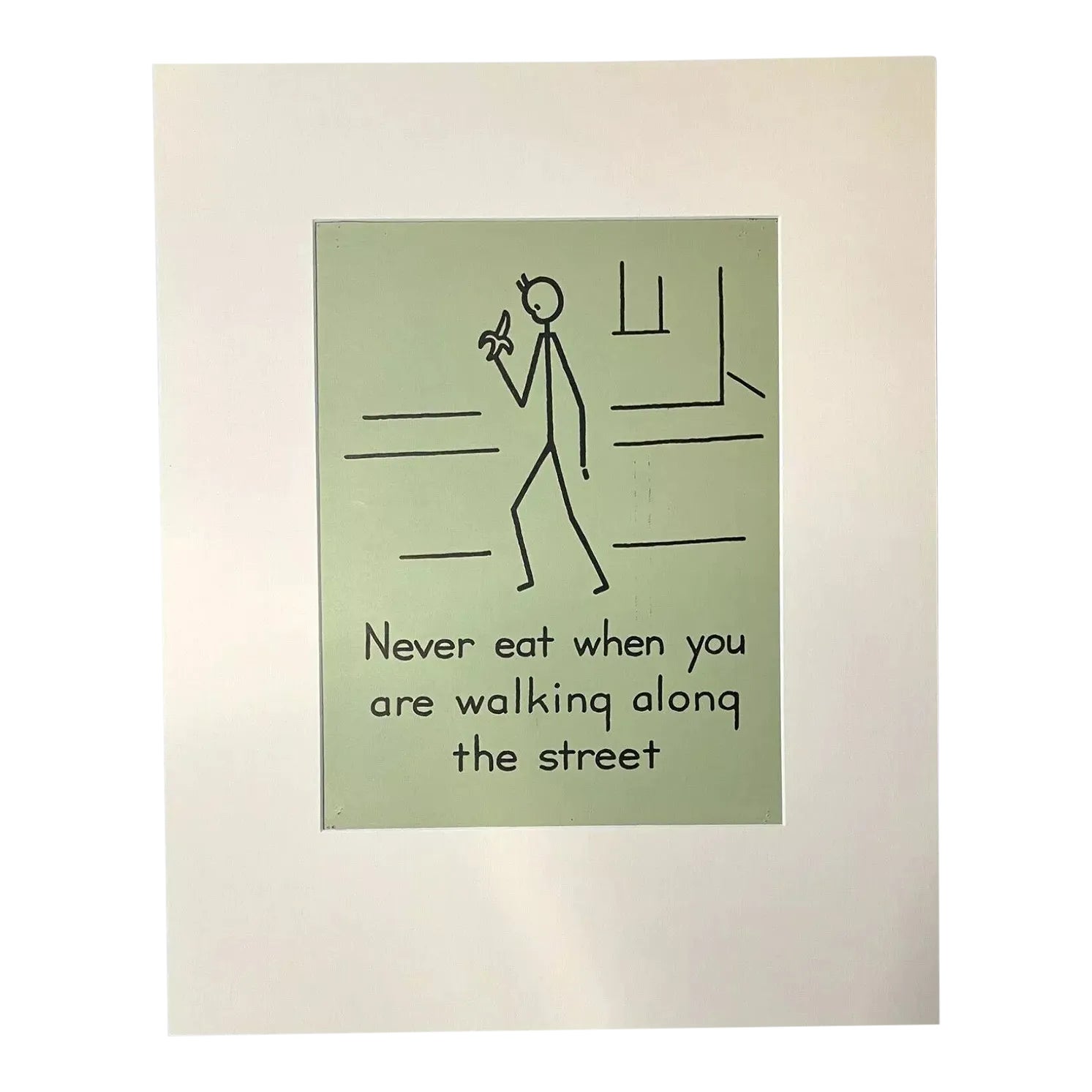 Vintage 1940s 2-Sided Good Manners Poster in 16x20 Mat: Never Eat When ...