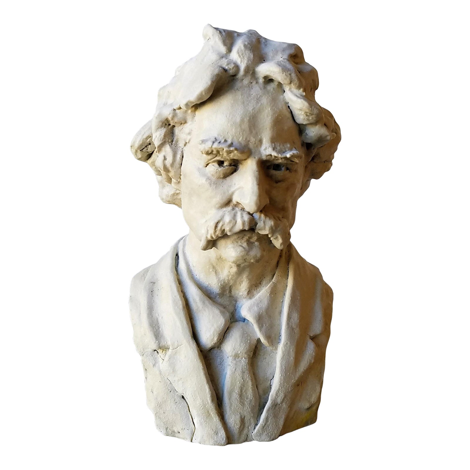 Kerry French 'Mark Twain' Kiln Fired Clay Sculpture | Chairish