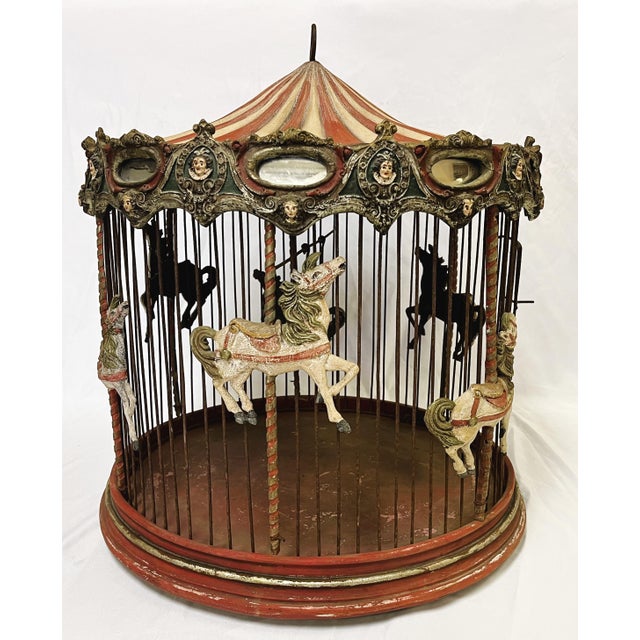 Early 1900's Hand Crafted Whimsical Circus Carousel Birdcage With ...