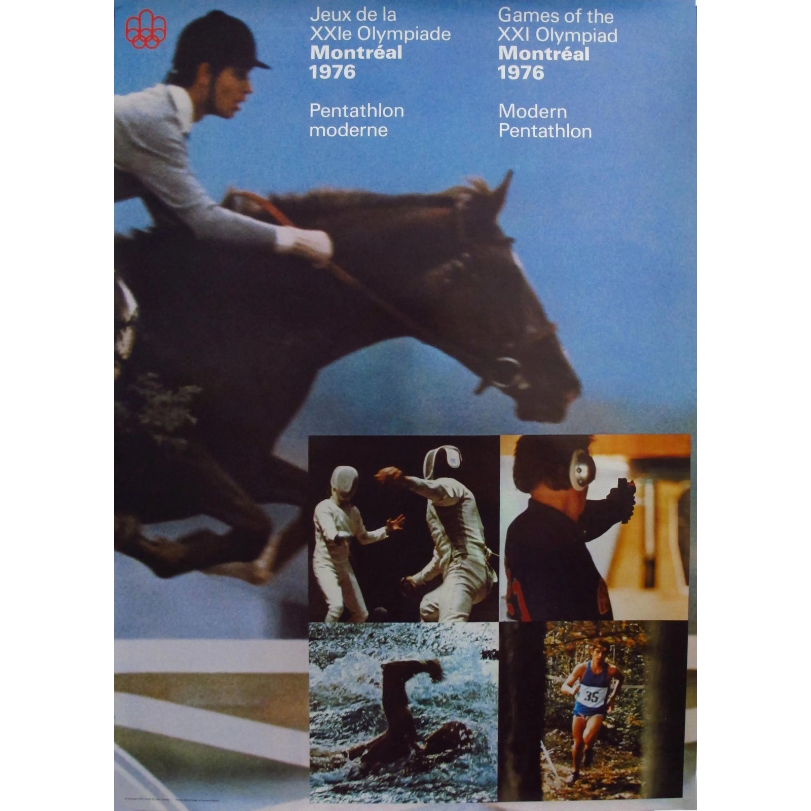 1976 Montreal Olympics Poster, Pentathlon - Cojo | Chairish