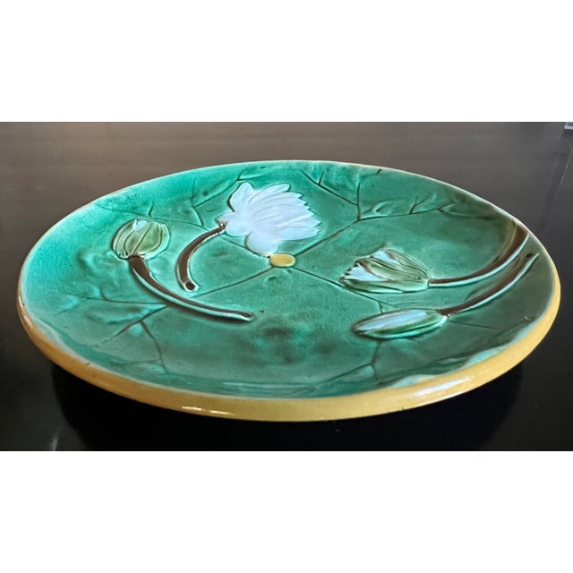 Joseph Holdcraft Majolica Pond Lily Plate, C. 1885 | Chairish
