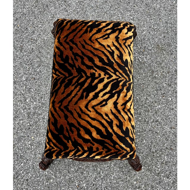 Refinished Late 19th Century Anglo-Indian Heavily Carved Tiger Velvet ...