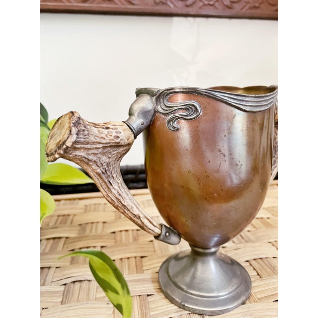 Antique Copper and Pewter Antler Handle Trophy Cup | Chairish