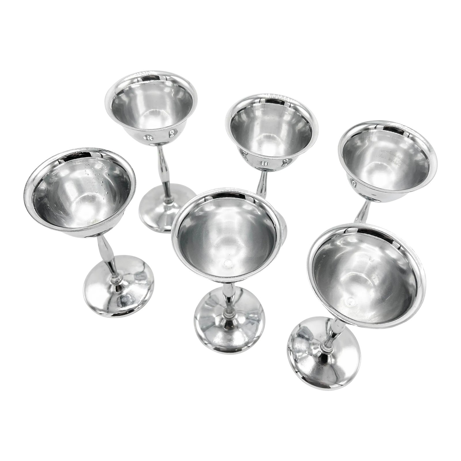 Mid-Century Modern Silver Tone Metal Goblets - Set of 6 | Chairish