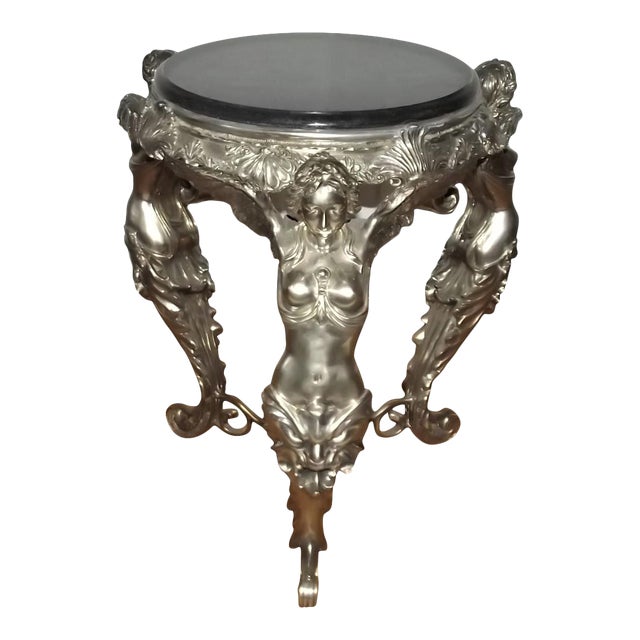20th Century French Silvered Bronze Angel Table | Chairish
