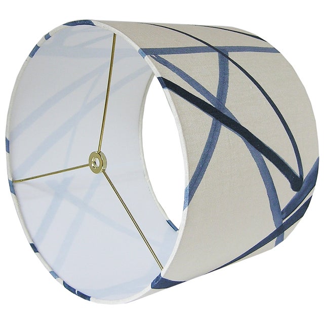 Blue Channels Drum Lamp Shade 14x11 | Chairish