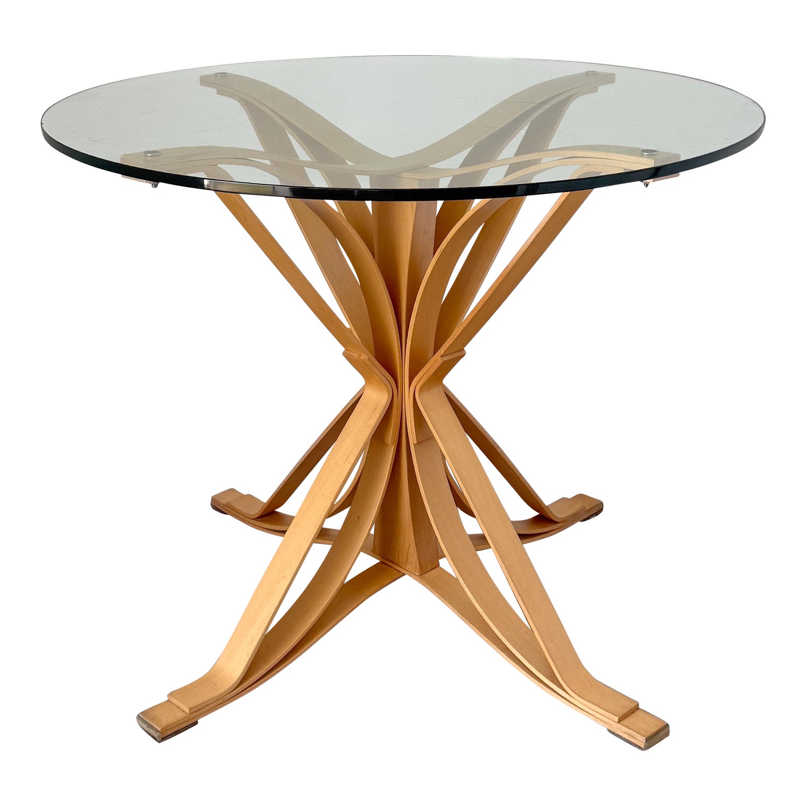 Frank Gehry for Knoll “Face Off” Maple/ Glass Round Center Table ...
