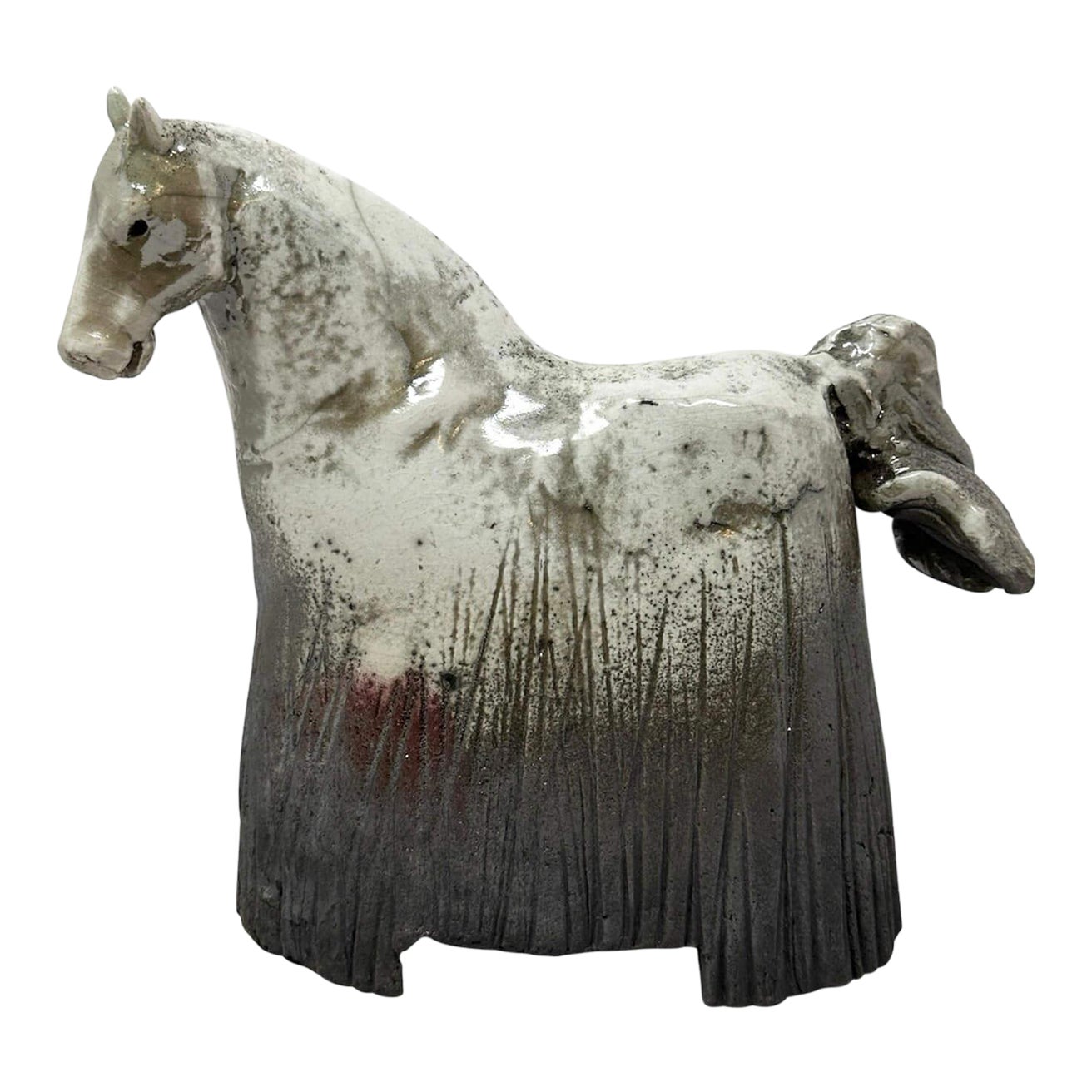 Gray Raku Horse Sculpture - Short | Chairish