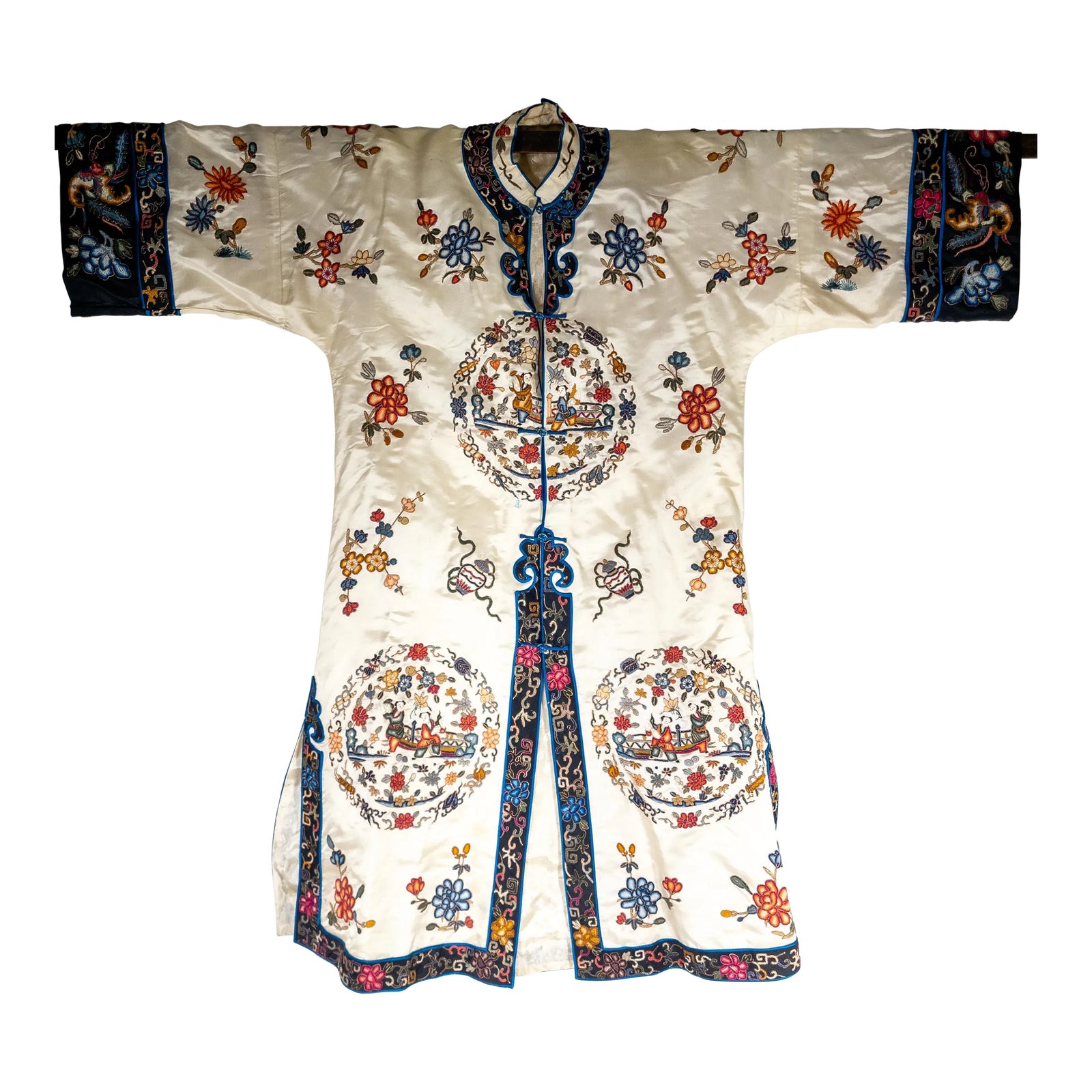 20th Century Decorative Chinese Silk Forbidden Stitch Robe or Jacket ...