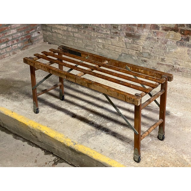Vintage Factory Slat Folding Table | Chairish