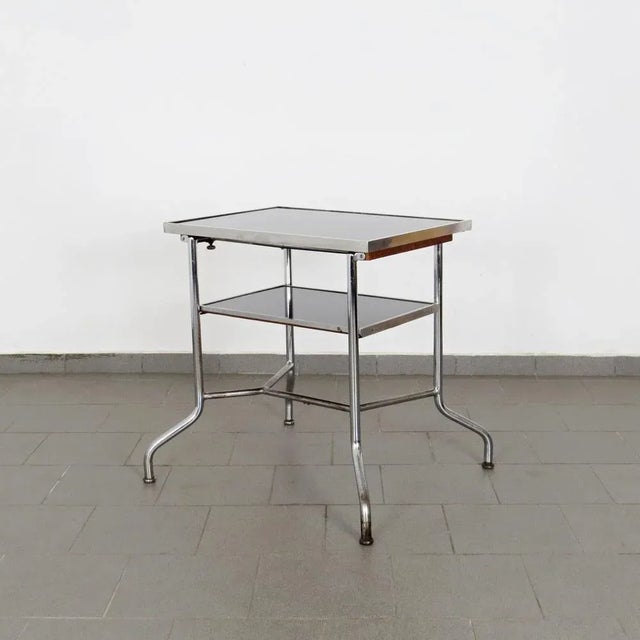 Tubular Side Table in Chrome and Glass | Chairish
