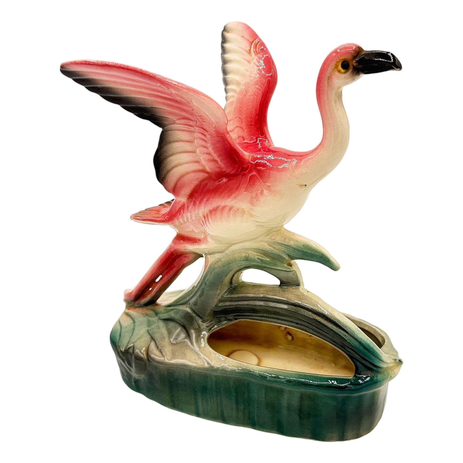 1950s Mid-Century California Pottery Ceramic Pink Open Wing Flamingo ...